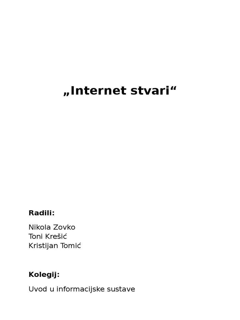 Internet Stvari - Seminarski Rad | PDF