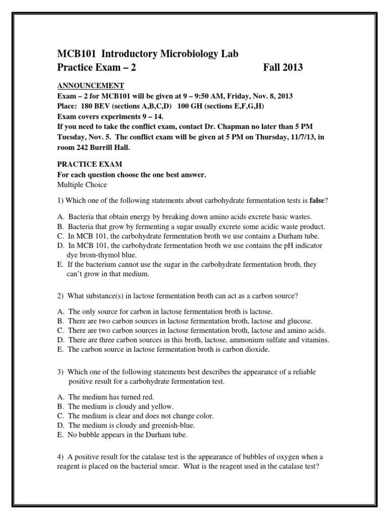 MCB101 Introductory Microbiology Lab | PDF | Transformation (Genetics ...