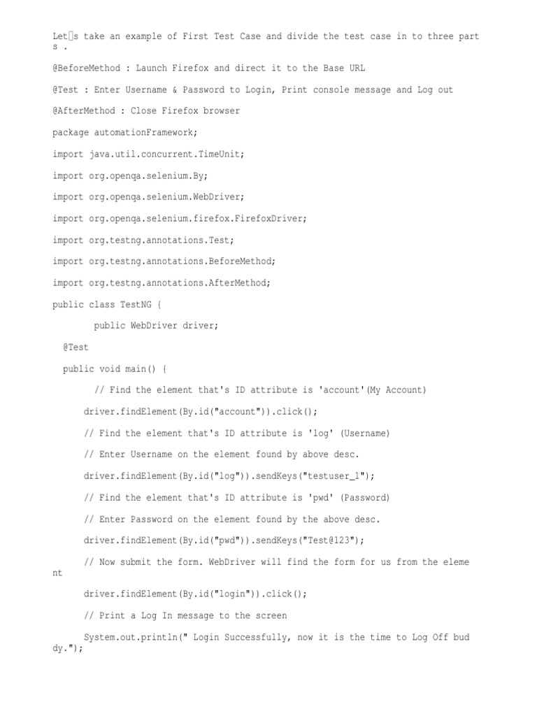 Selenium - TestNg | PDF | Parameter (Computer Programming) | Microsoft ...