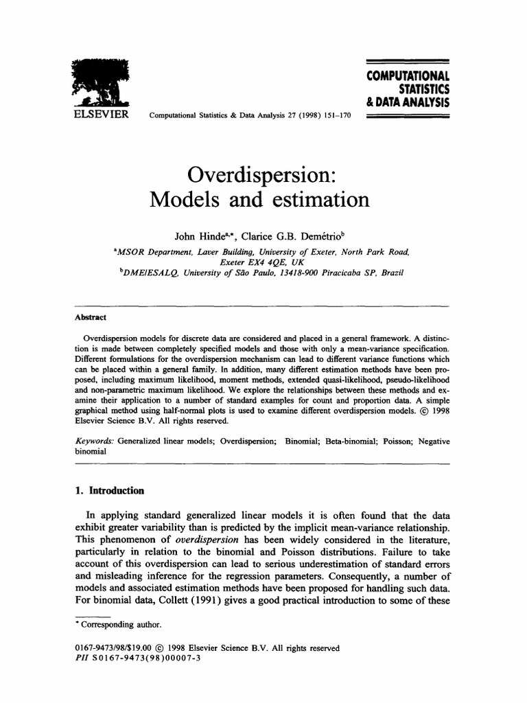 Overdispersion Models and Estimation | PDF | Estimation Theory | Errors ...