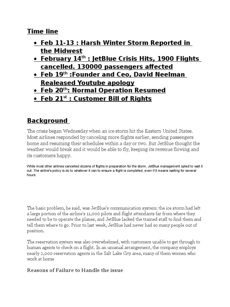JetBlue Crisis: Winter Storm Impact | PDF | Finance & Money Management ...
