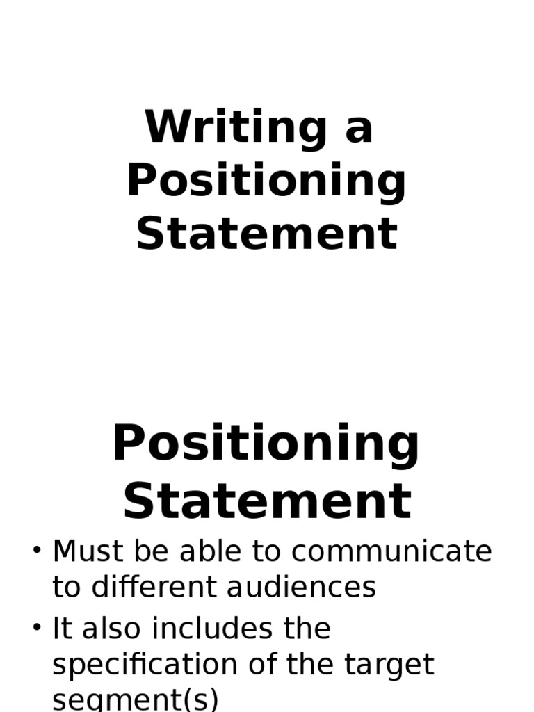 Writing A Positioning Statement | PDF