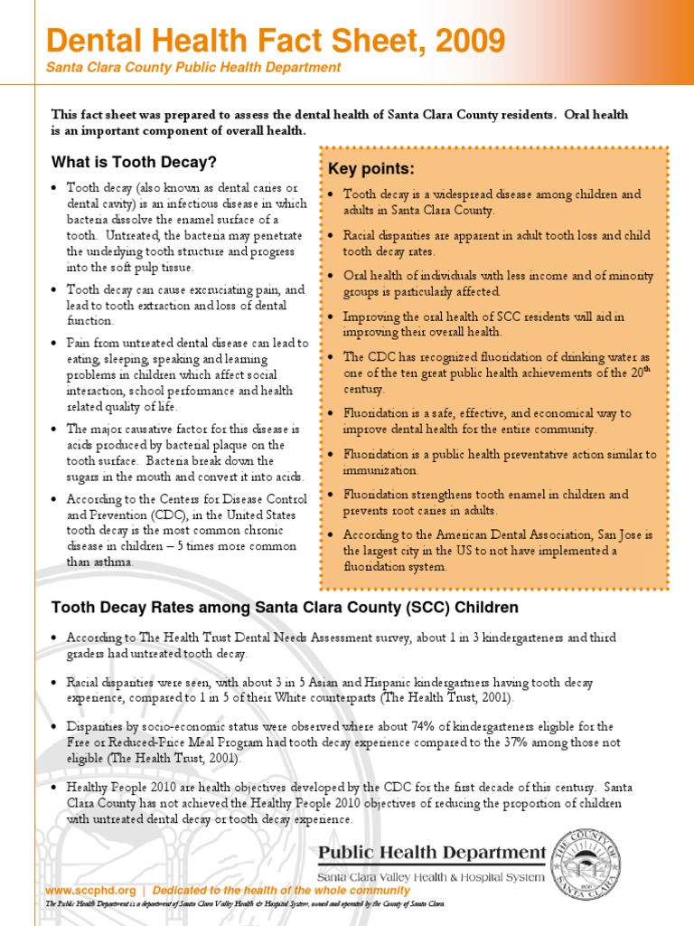 Dental Health Fact Sheet, 2009: What Is Tooth Decay? Key Points | PDF ...