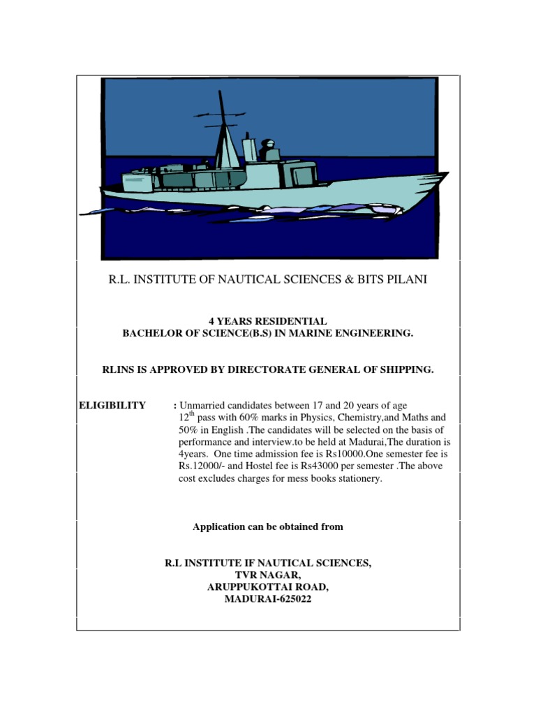 R.L. Institute of Nautical Sciences & Bits Pilani | PDF | Bachelor Of ...