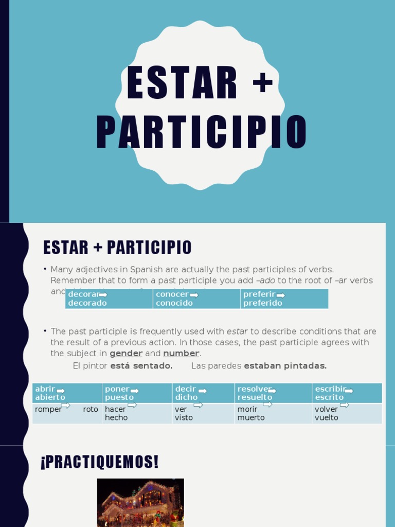 Spanish 3 El Arte Estar Participio | PDF | Artes del Lenguaje y ...