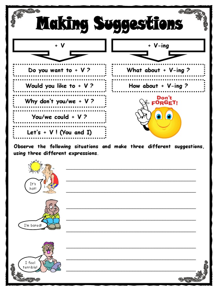 Making Suggestions Exercises for ESL | PDF | Language Arts & Discipline