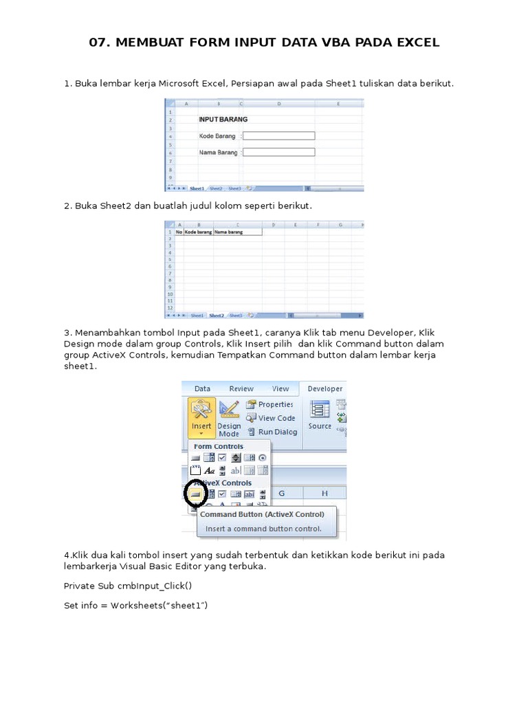 Membuat Form Input Data Vba Pada Excel | PDF