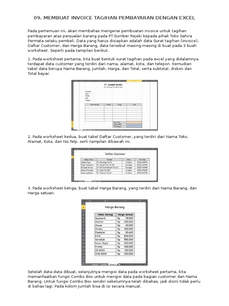 Membuat Invoice Tagihan Pembayaran Dengan Excel | PDF