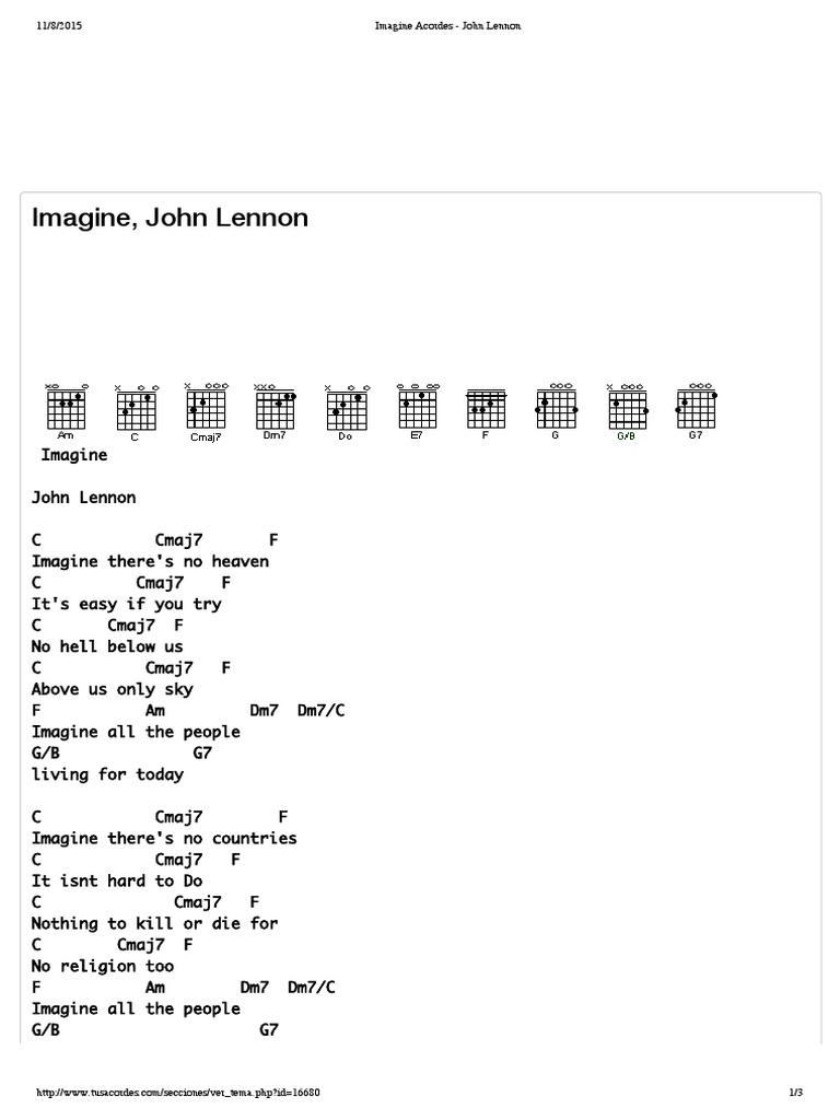 Acordes De Guitarra John Lennon Imagine