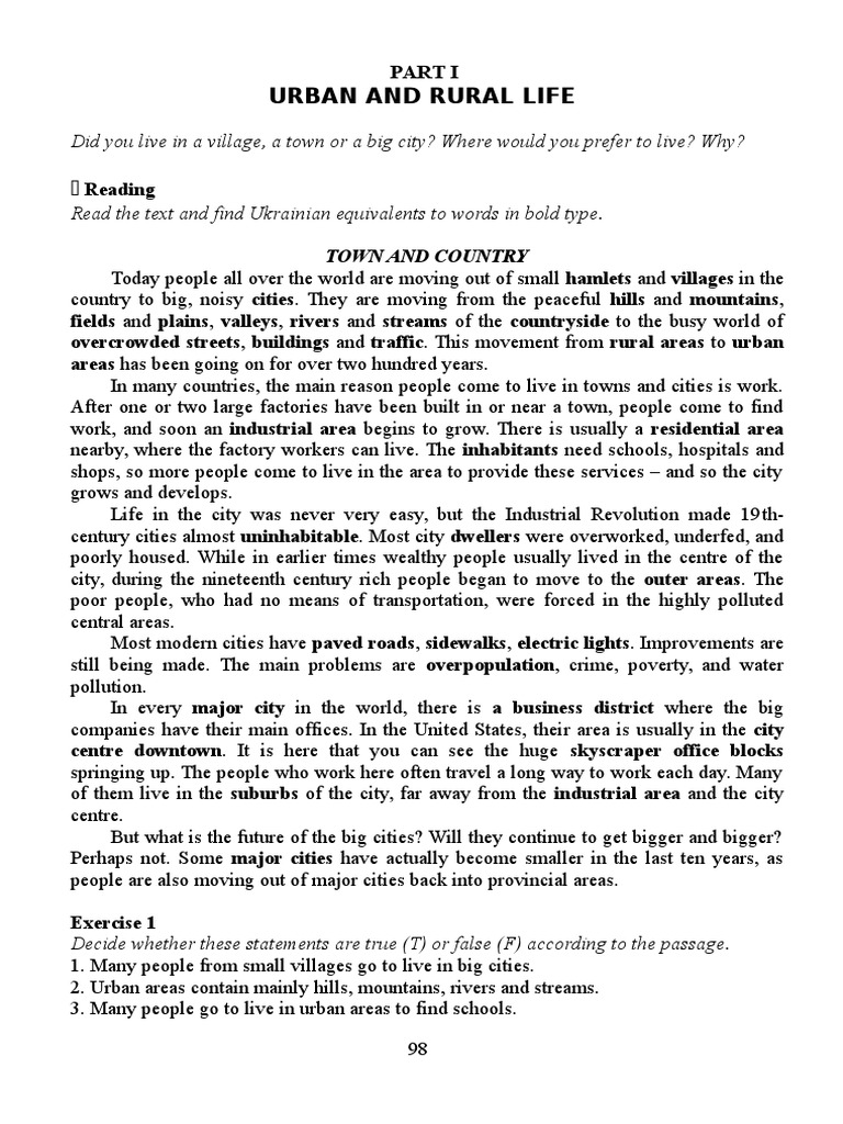 Urban and Rural Life: Did You Live in A Village, A Town or A Big City ...