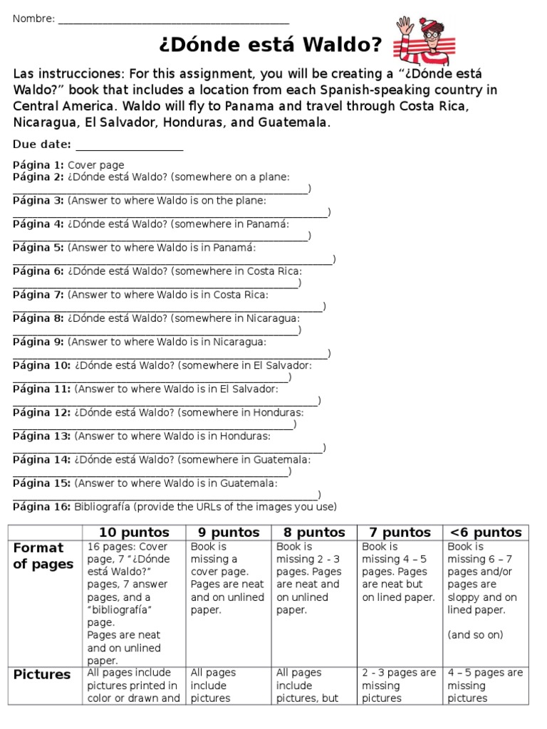 Spanish 1 El Dia Escolar Donde Esta Waldo | Download Free PDF ...