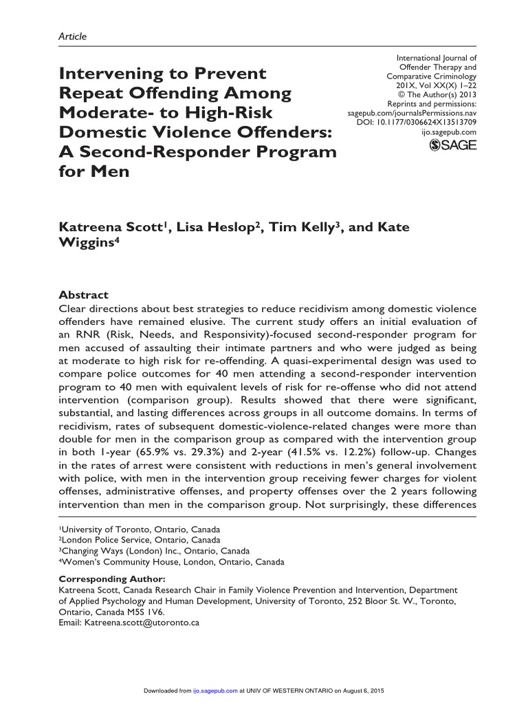 Intervening To Prevent Repeat Offending Among DV Offenders | PDF ...