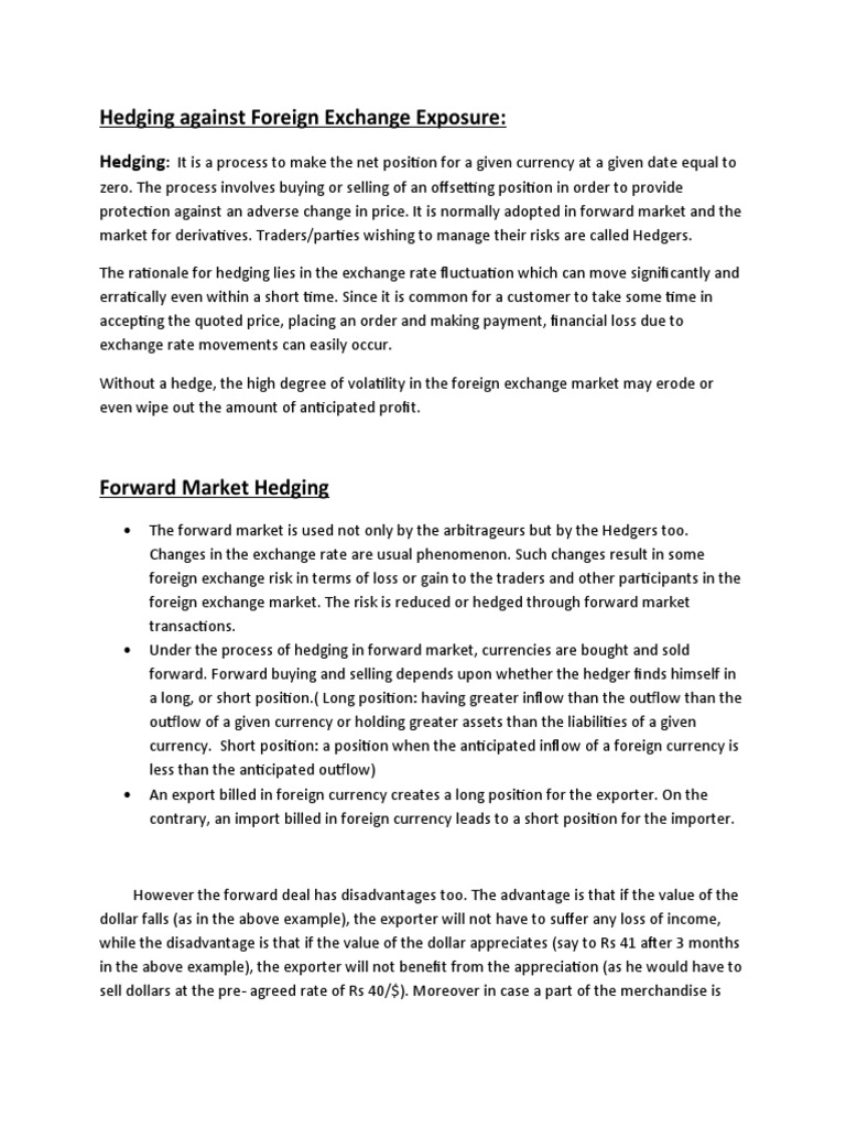 Hedging Against Foreign Exchange Exposure | PDF | Hedge (Finance ...