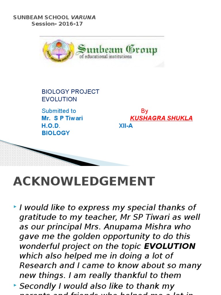 Biology Project Evolution: Submitted To Xii-A | PDF | Homo | Evolution