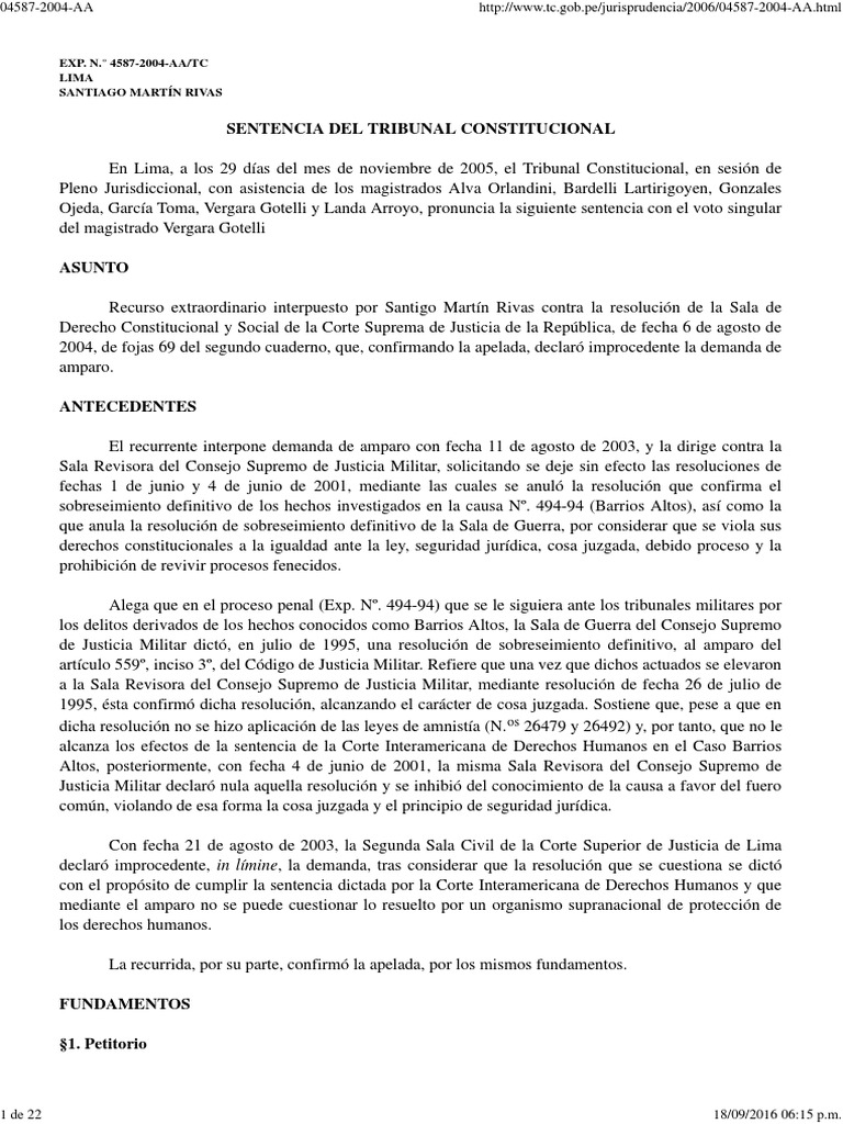 TC 04587 2004 AA Santiago Martin Rivas | PDF | Ley procesal | Res Judicata