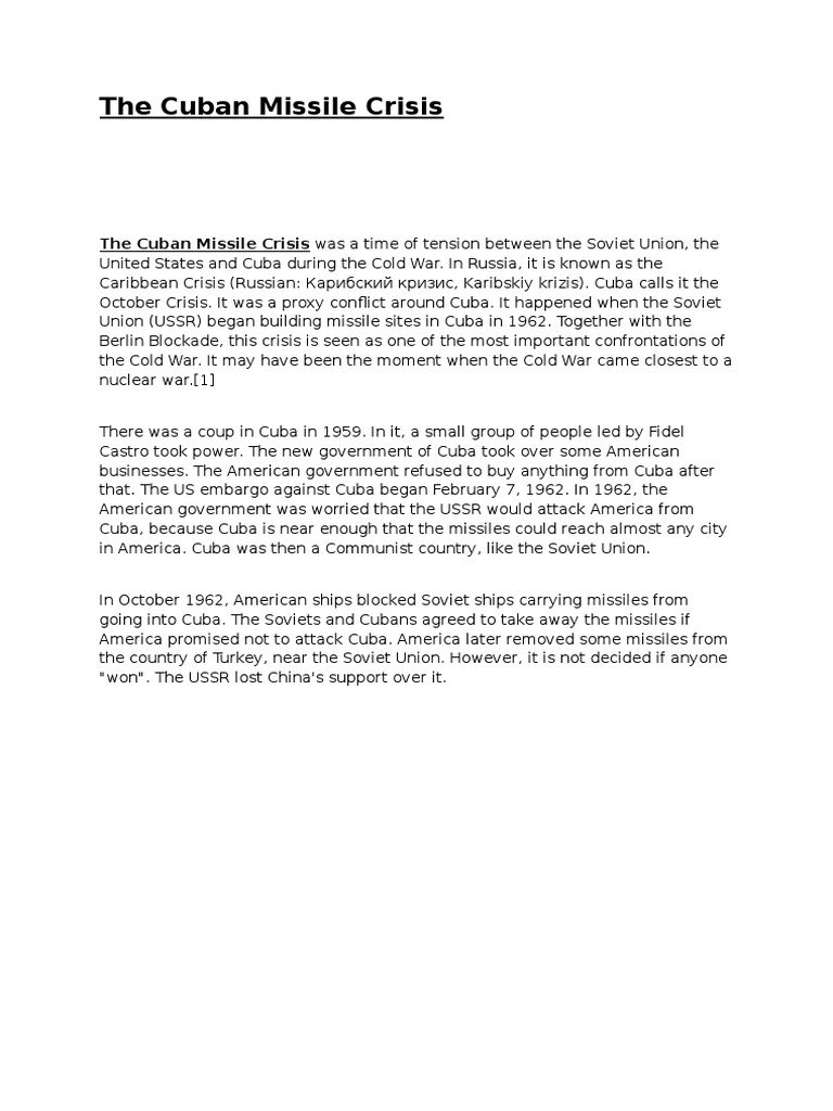 Overview of the Cuban Missile Crisis | PDF