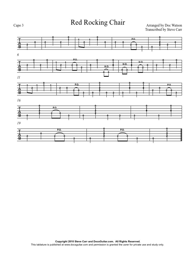 Red Rocking Chair Tab PDF | PDF | Musical Notation | Musical Compositions