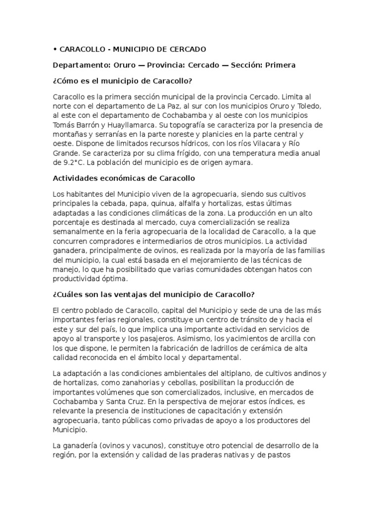 CARACOLLO | PDF | Economias | Agricultura