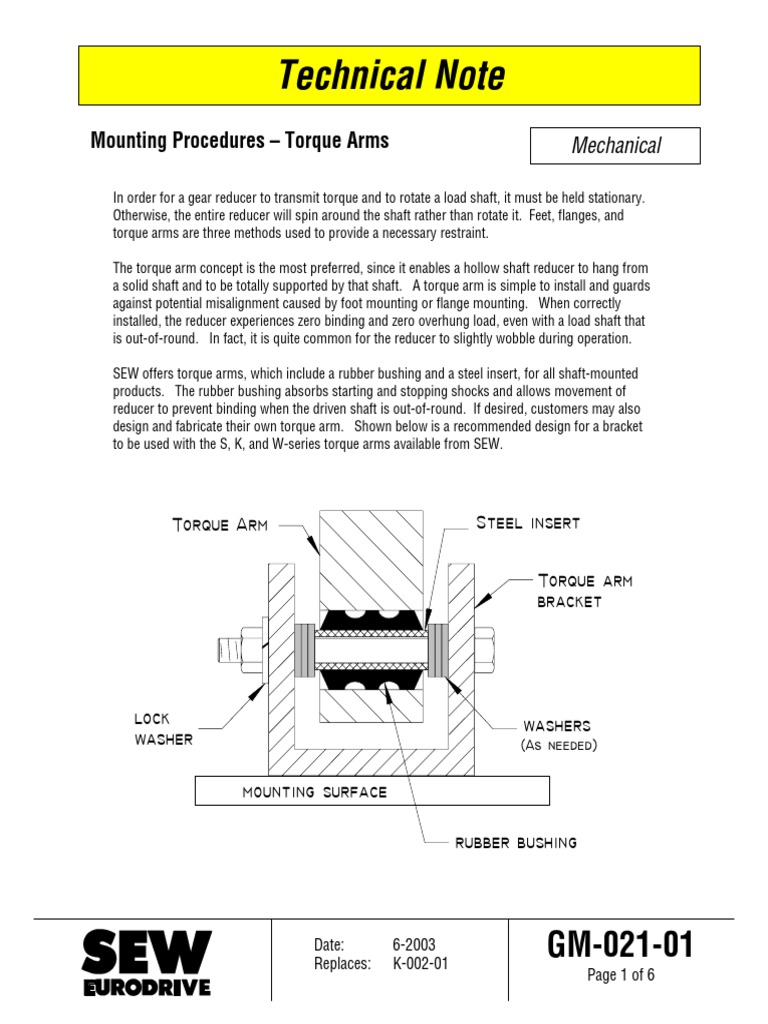 Torque Arm Installation Guidelines | PDF | Nut (Hardware) | Screw