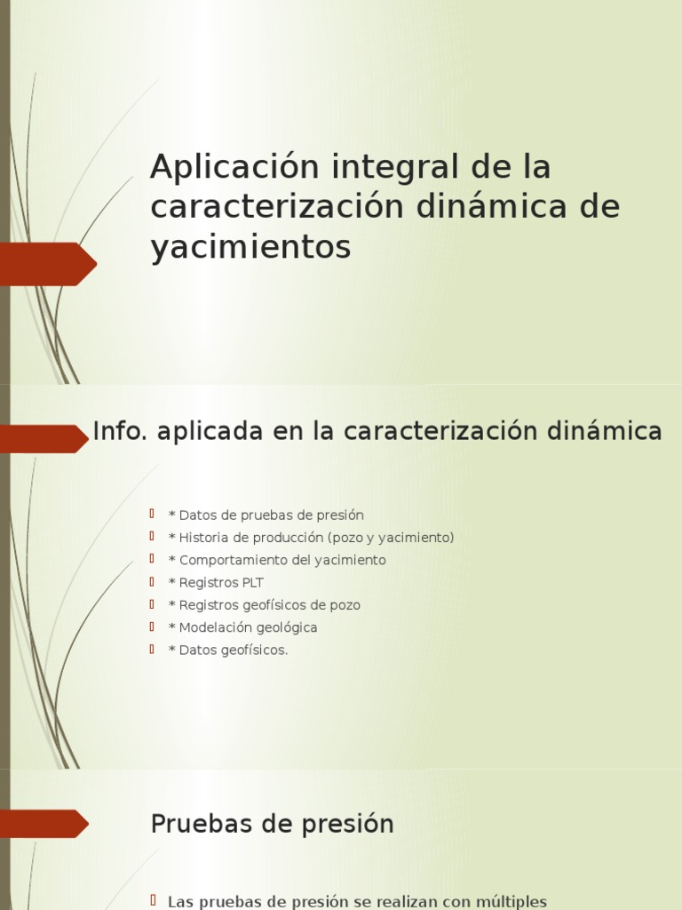 Aplicación Integral de La Caracterización Dinámica de Yacimientos | PDF ...