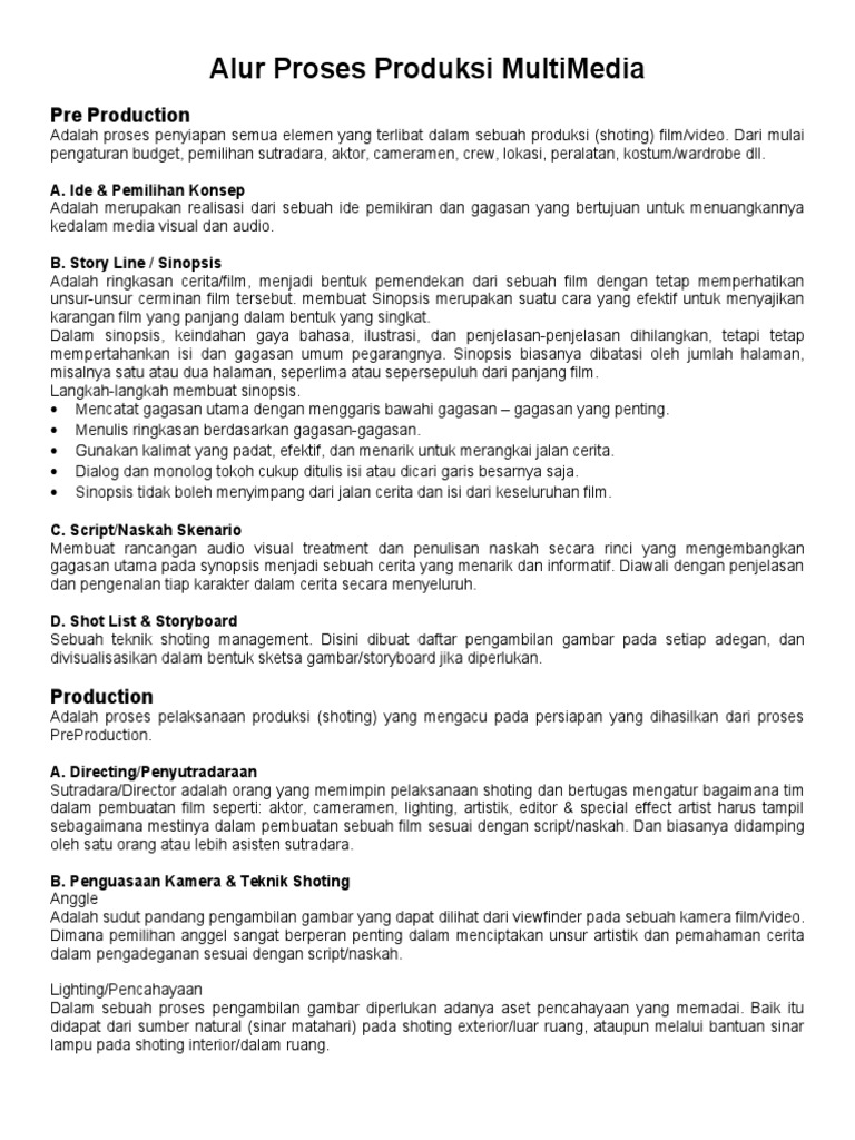Alur Proses Produksi MultiMedia | PDF