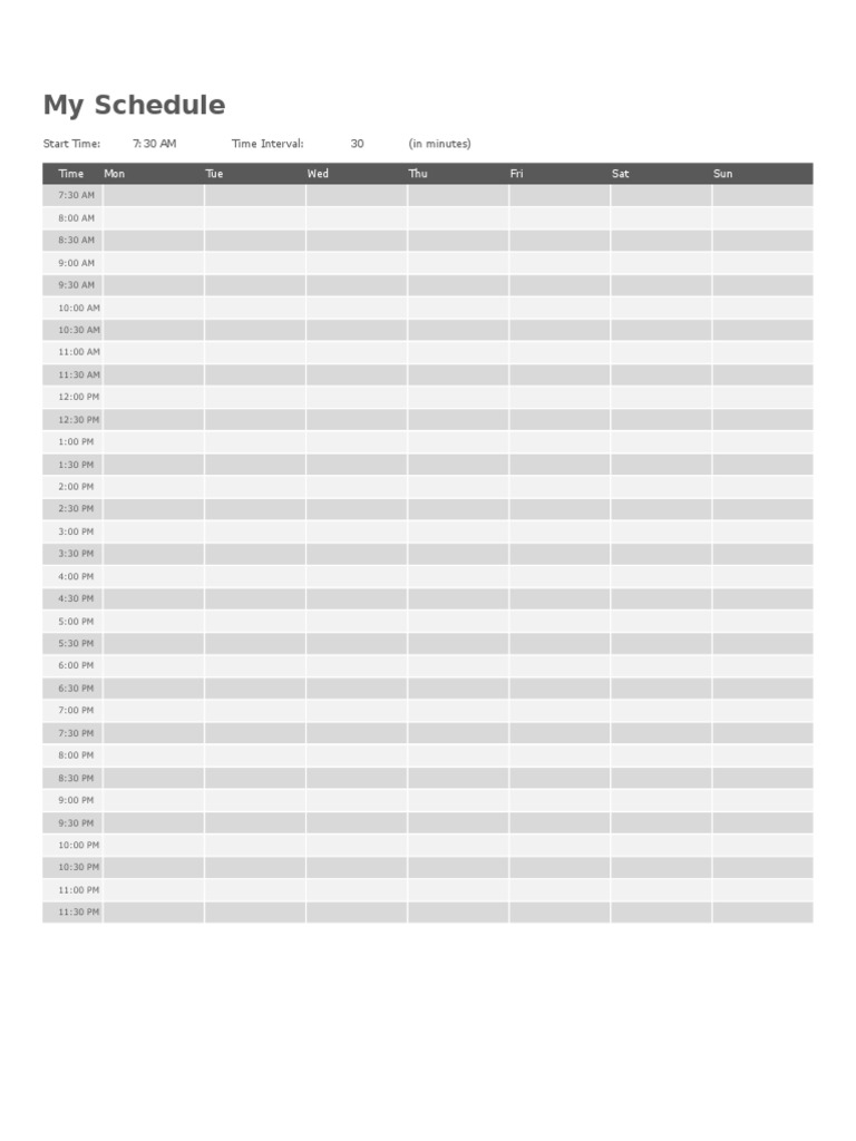 Schedule Blank Template | PDF
