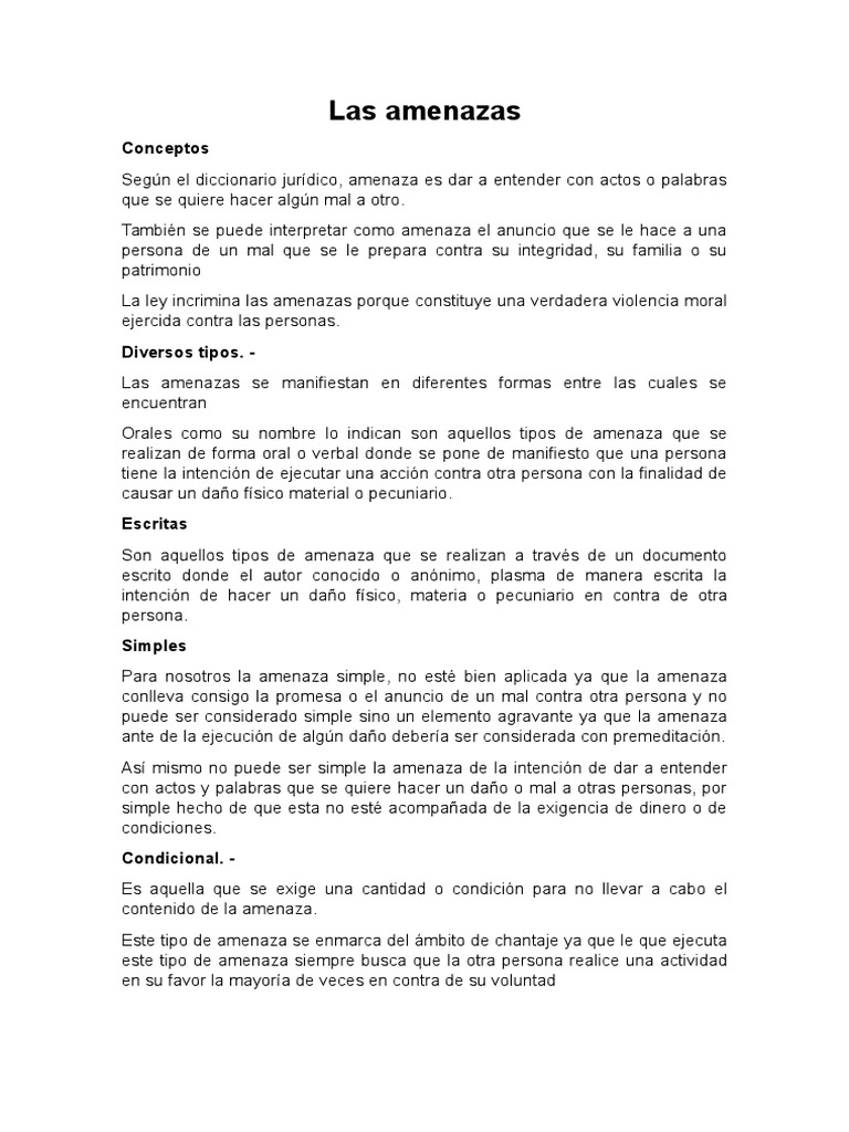 Las Amenazas | PDF | Derecho penal | Ley Pública