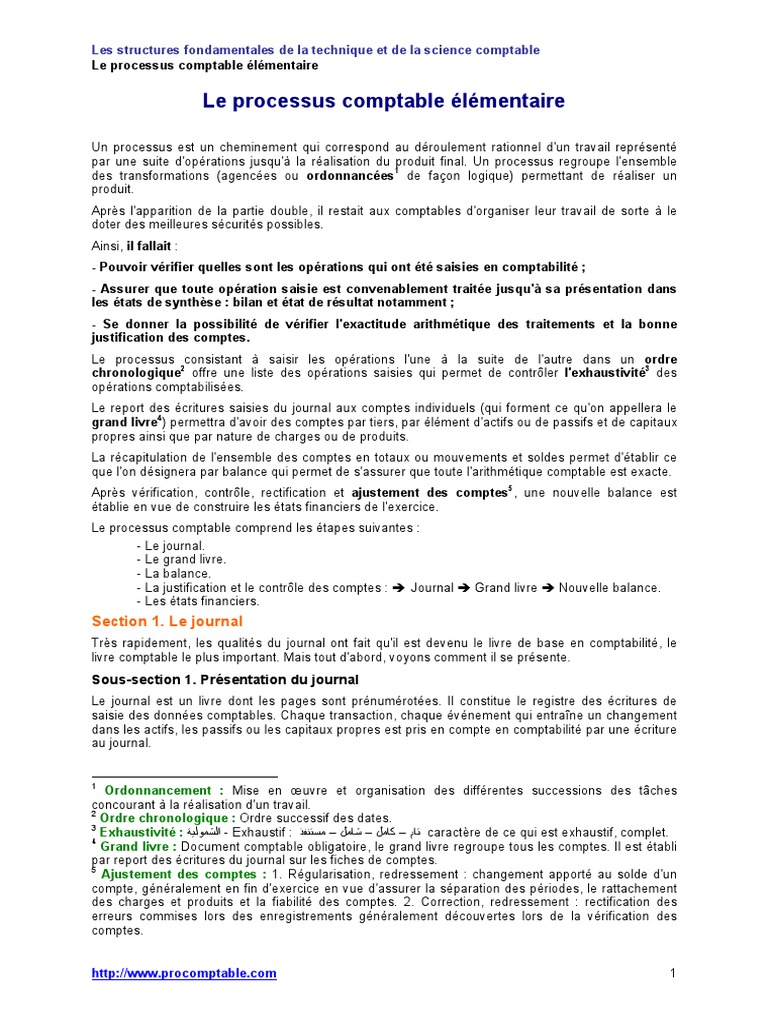 Le Processus Comptable Élémentaire | PDF