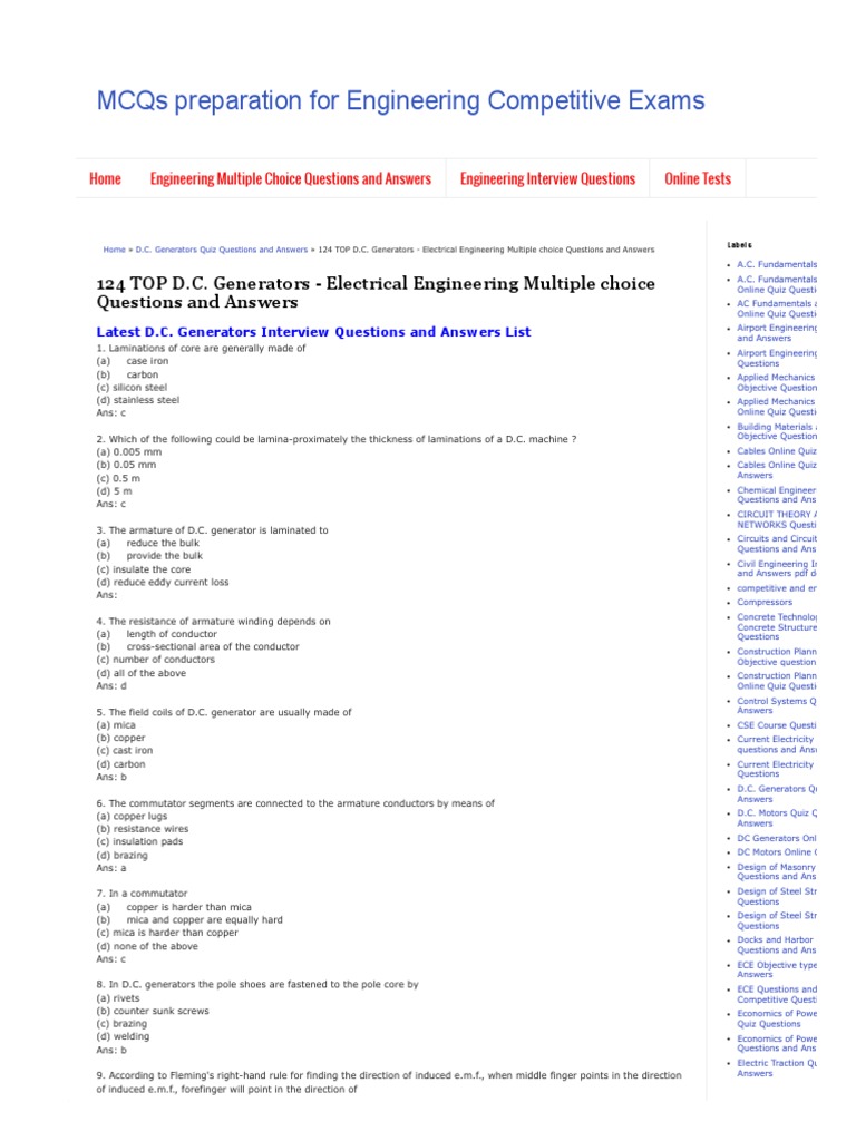 An Extensive Collection of Multiple Choice Questions and Answers on DC ...