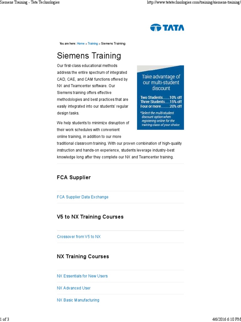 Siemens Training - Tata Technologies | PDF