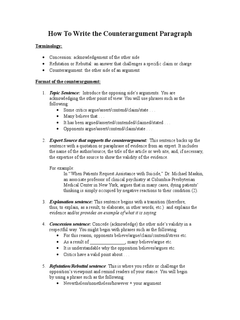 How To Write The Counter Argument Paragraph | PDF | Argument | Terminal ...