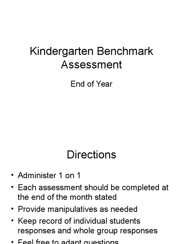 Kindergarten End-of-Year Assessment Guide | PDF | Career & Growth