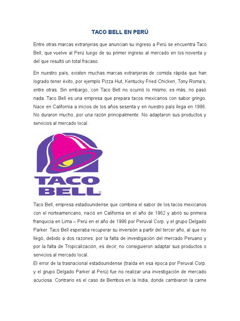 Taco Bell: Lecciones del Fracaso en Perú | PDF | Taco | Perú