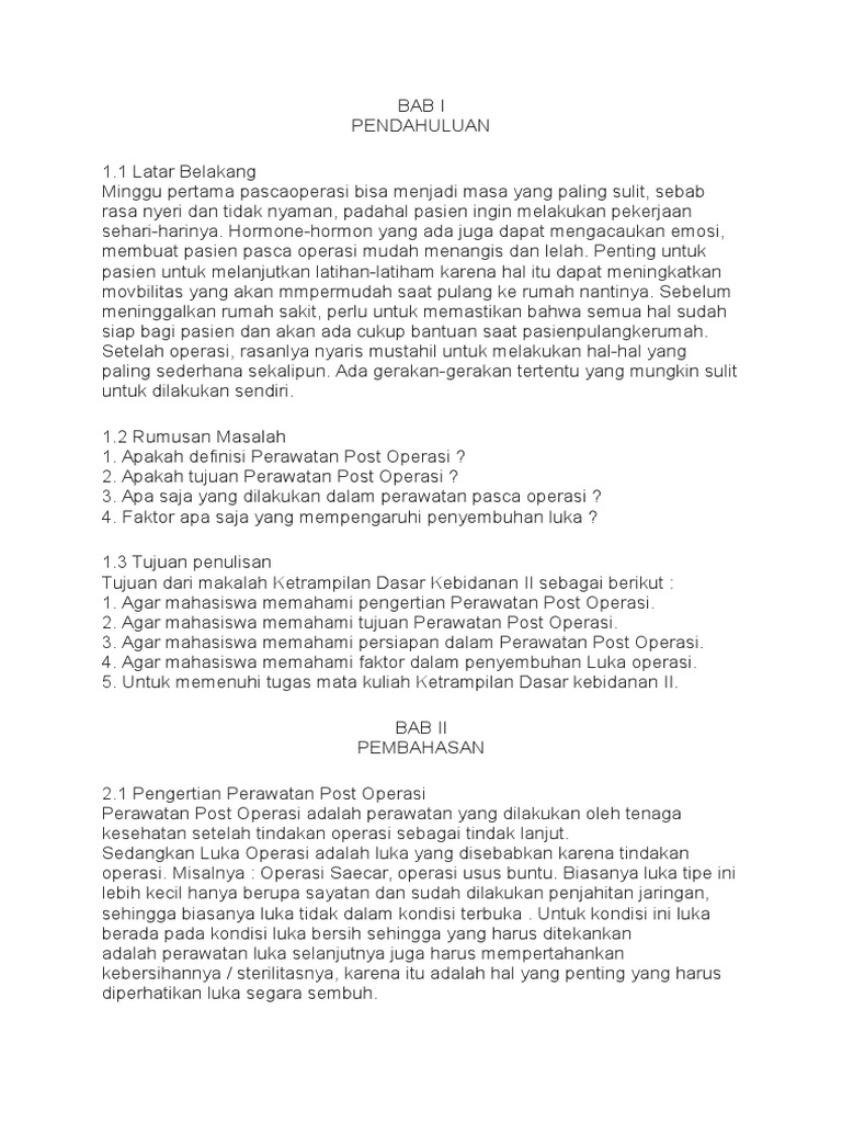 Panduan Perawatan Pasca Operasi | PDF | Pengembangan Diri | Kesehatan ...