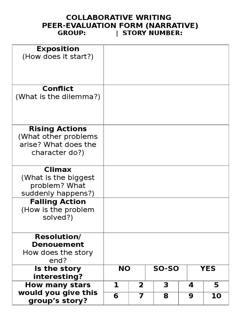 Collaborative Narrative - Peer-Evaluation Sheet | PDF