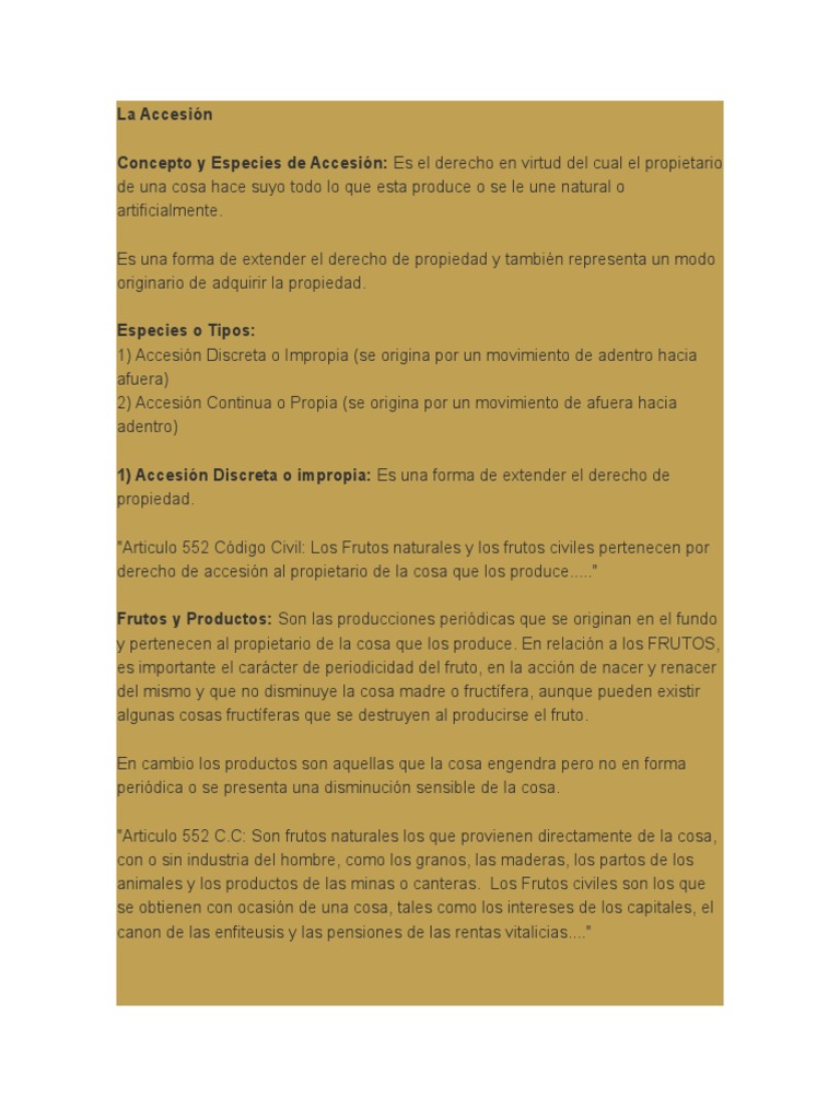 La Accesión: Conceptos, Especies y Aplicaciones del Derecho de Accesión ...