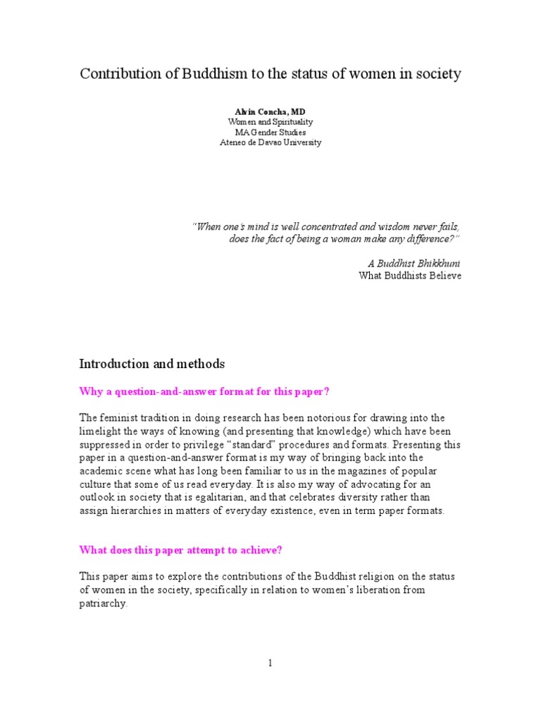 Contribution of Buddhism To The Status of Women in Society ...