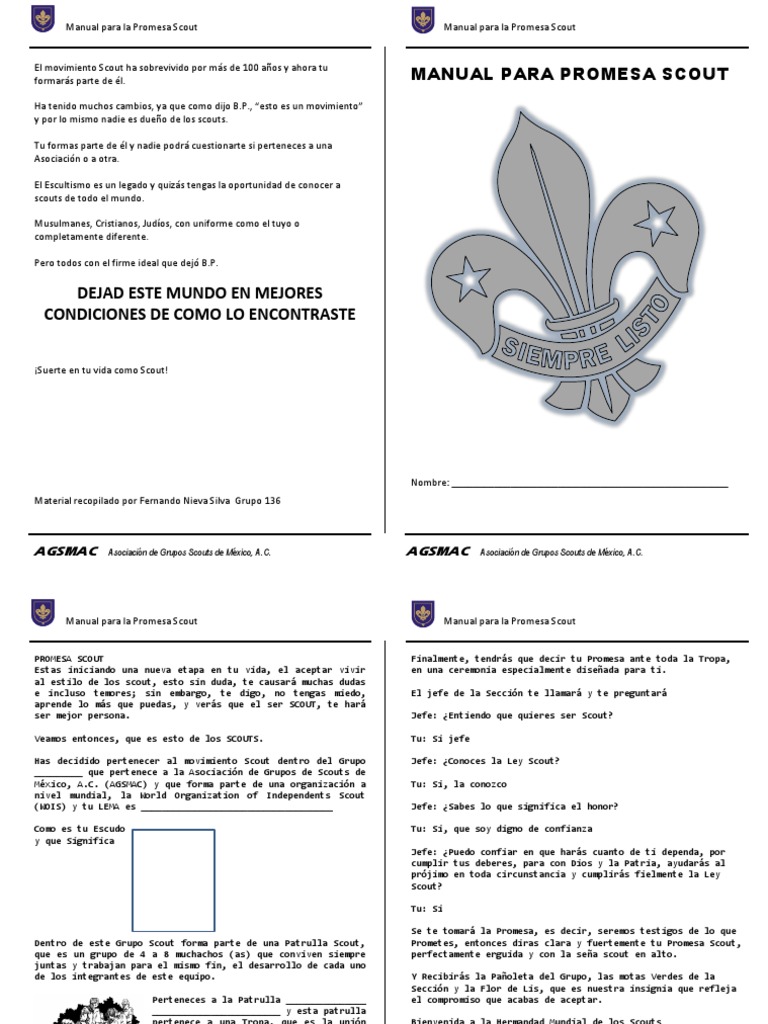 Manual Promesa Scout | PDF | Exploración | Organizaciones de recreación ...