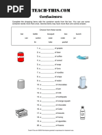 Containers and Quantities Matching Exercises Worksheet | PDF