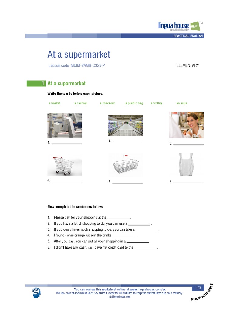 At A Supermarket | PDF | Supermarket | Foods