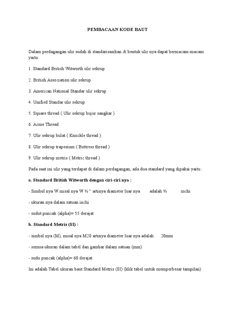 Pembacaan Kode Baut | PDF