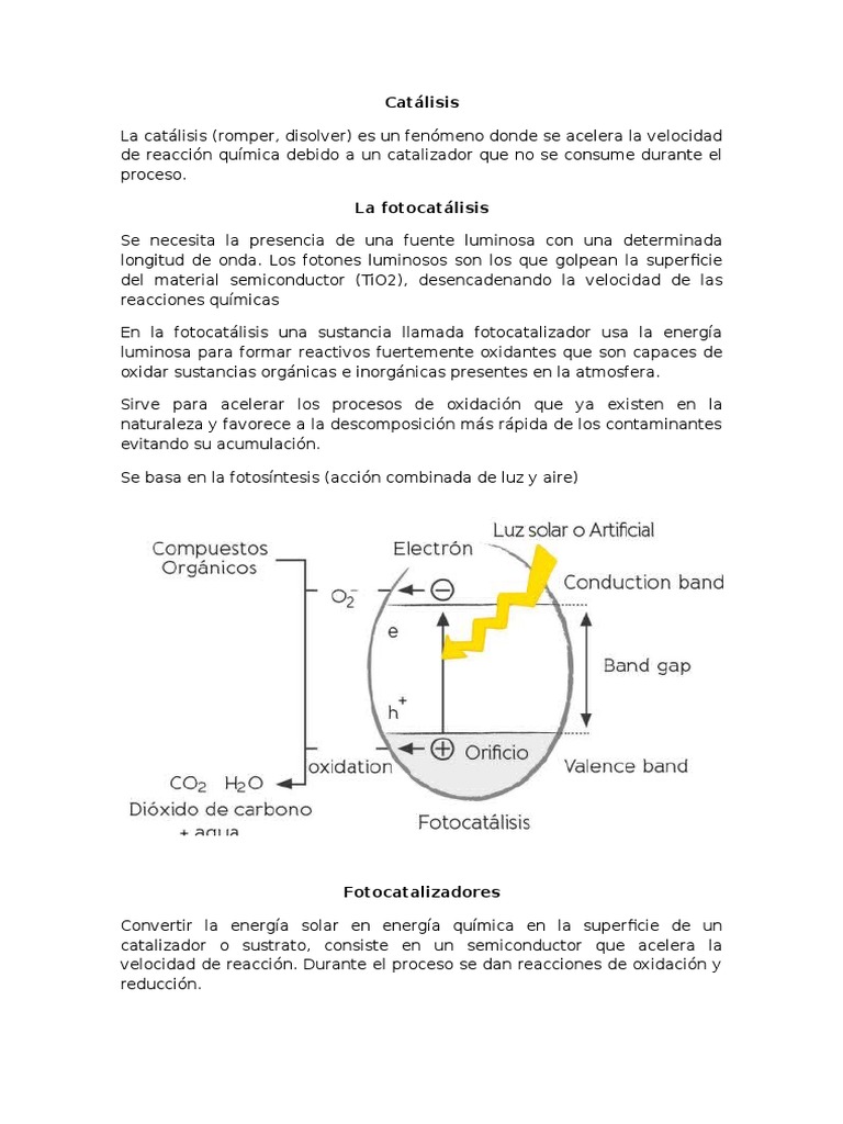 La Fotocatalisis | PDF | Catálisis | Electrón