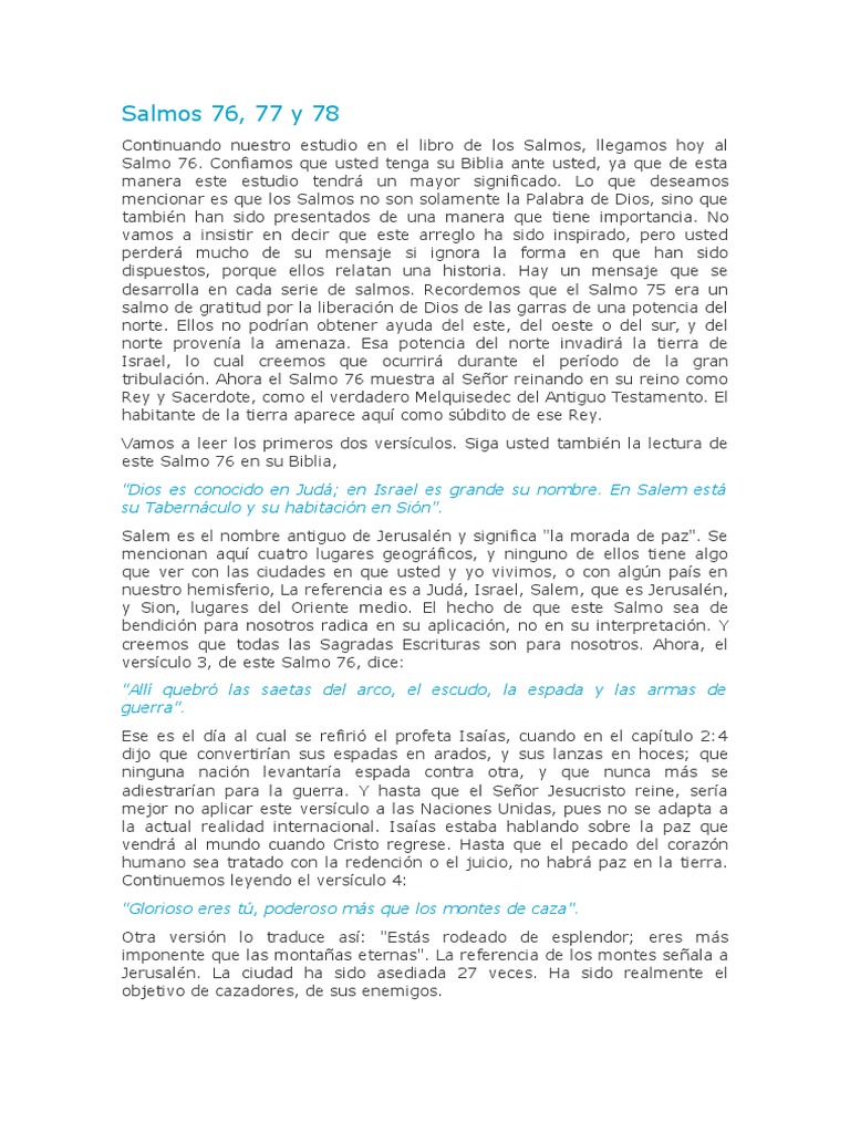 Estudios de Los Salmos c.76.77.78. | PDF | Salmos | Jerusalén