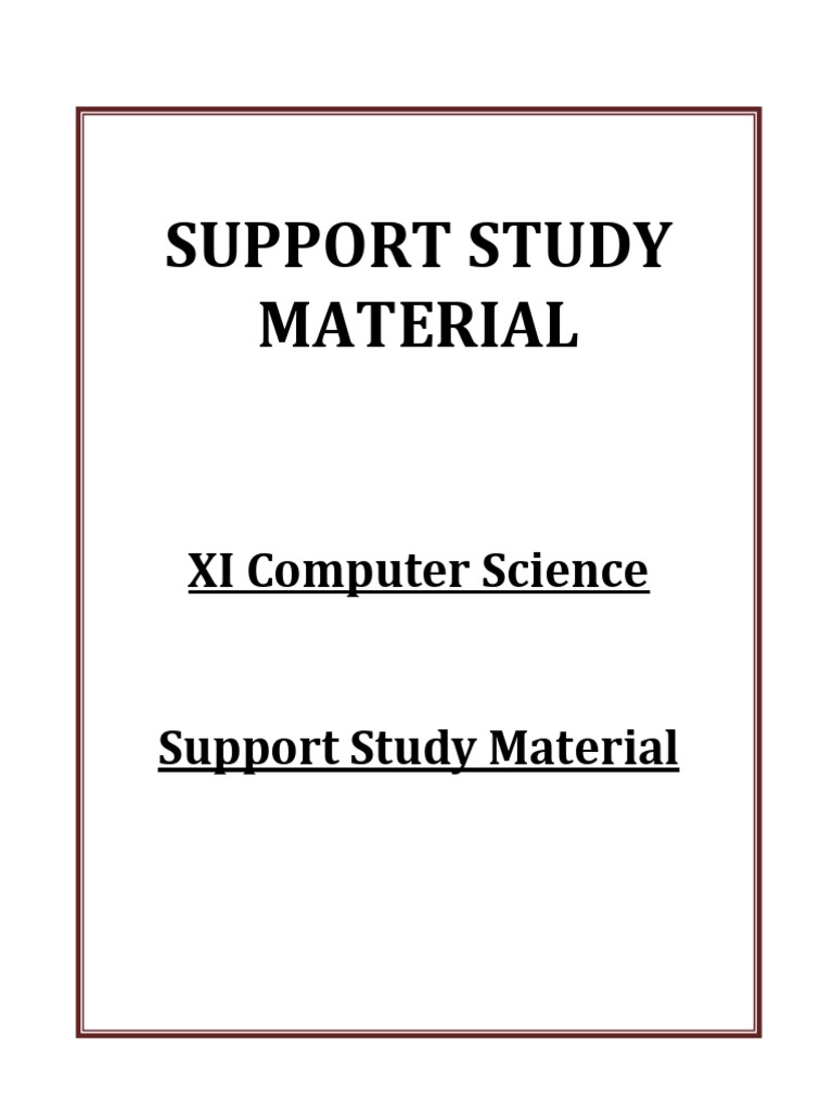 Computer Science Support Study Material For XI and All Competitive ...