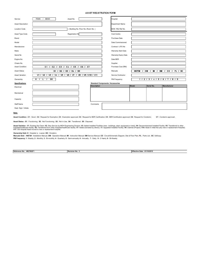 Asset Registration Form | PDF