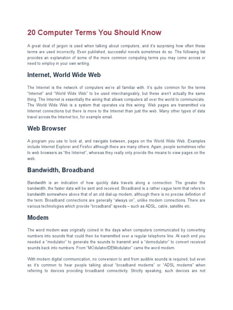 An Introduction to Essential Computer Terminology | PDF | Computer Data ...