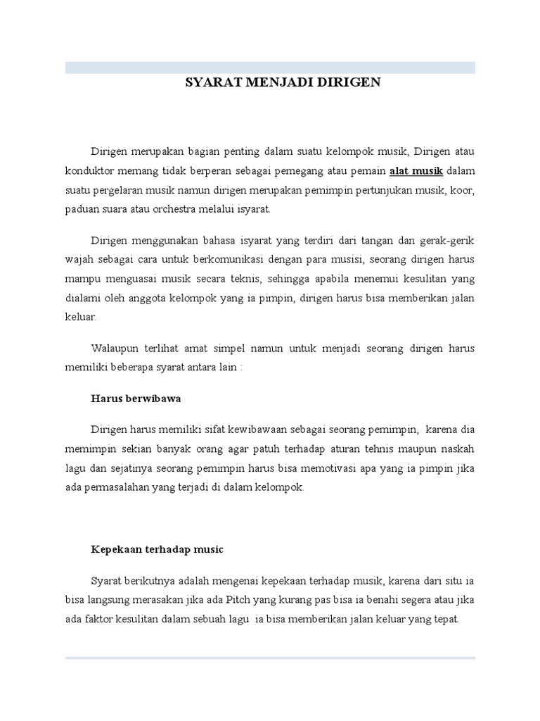 Syarat Menjadi Dirigen | PDF