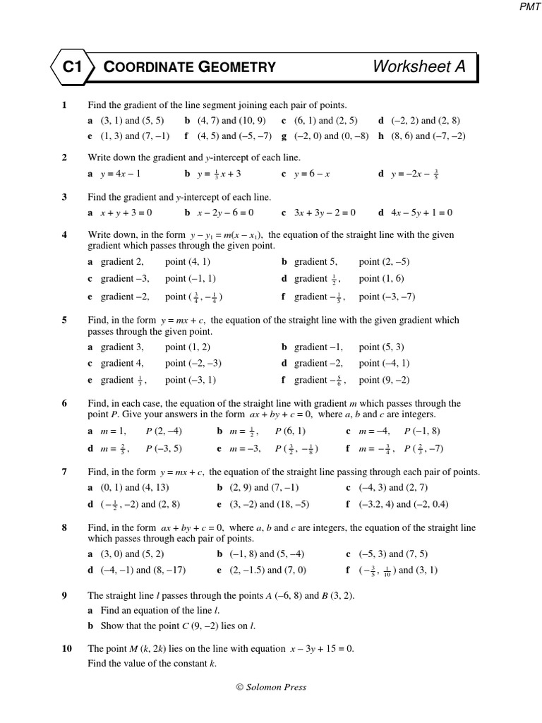 Solving Problems Involving Straight Lines and Their Properties Using ...