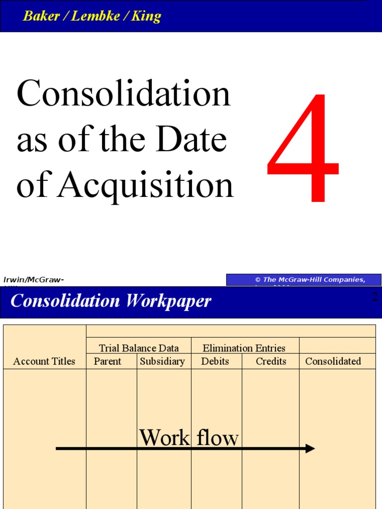 Consolidation As of The Date of Acquisition: Irwin/Mcgraw-Hill ...