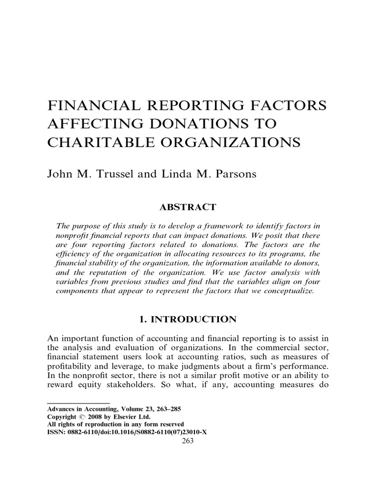 2008 Financial Reporting Factors Affecting Donations To Charitable ...